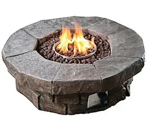 TEAMSON Outdoor Round Propane Gas Fire Pit - One-color