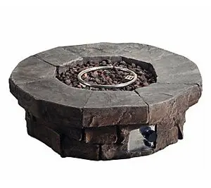 TEAMSON Outdoor Round Propane Gas Fire Pit