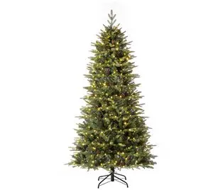 GLITZHOME Pre Lit Fir Artificial Tree W/ Led Li Ghts & Remote - One-color