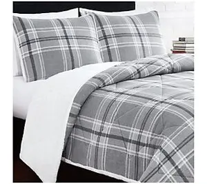 CANNON Cozy Teddy Plaid 3 Piece King Comforter Set