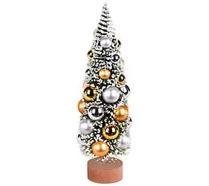 VICKERMAN 12' Frosted Green Tree W/ G Old, Silv R Orn - One-color