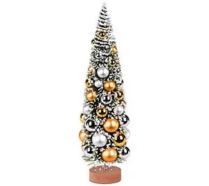 VICKERMAN 18' Frosted Green Tree With Gold & Si Ver Ornaments - One-color