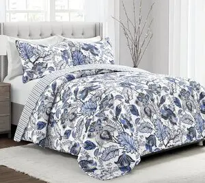 LUSH DECOR Cynthia Jacobean 3-piece Full/queen Quilt Set B Y - One-color