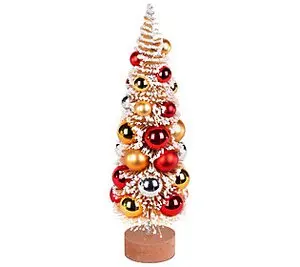 VICKERMAN 12' Frosted Gold Tree With Multicolor Orn - One-color