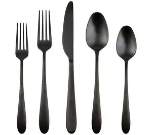CAMBRIDGE SILVERSMITH S Poet Black Satin 20-piec E Flatware Set - One-color