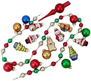 NORTHLIGHT 18ct Red & Green Beaded Garland W/ O Rnaments 30 - One-color