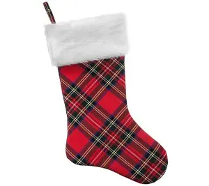 HAUTE DECOR Hangright Plaid 20' Stocking W/push Trim - One-color