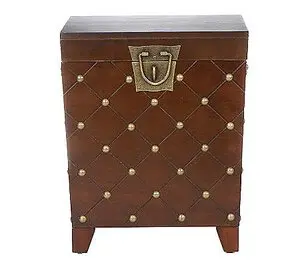 QVC Bexar Espresso Nailhead End Table Trunk - One-color