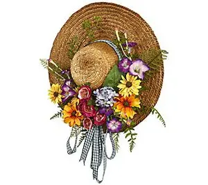 NEARLY NATURAL Mixed Flower Hat Wreath By