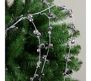 NORTHLIGHT 41' Silver Hanging Jingle Bell Artif Icial Spray