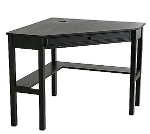 QVC Lawrence Black Finish Corner Desk With Keyboard Drawer - One-color