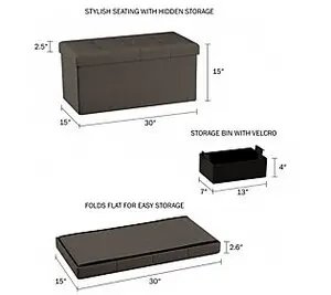 LAVISH HOME Foldable Storage Bench Ottoman
