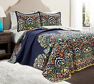 LUSH DECOR Clara 3-piece King Quilt Set By - One-color