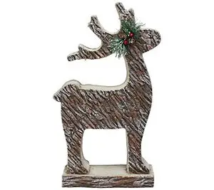 NORTHLIGHT 19' Brwn/silvr Wood Look Deer Statue Decor - One-color