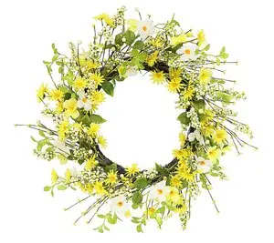 PULEO INTERNATIONAL 24' Artificial Daisy And Dogwood Wreath - One-color