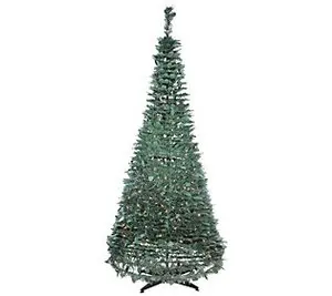NORTHLIGHT 6'slim Grn Holly Leaf Popup Faux Tre E-clear Lights - One-color