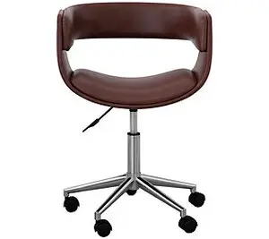 TEAMSON Faux Leather Swivel Home Office Ch Air, Brown - One-color