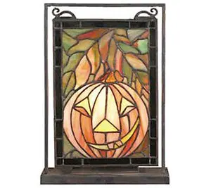 MEYDA Tiffany Style Jack O' Lantern Window Panel Andd Isplay - One-color