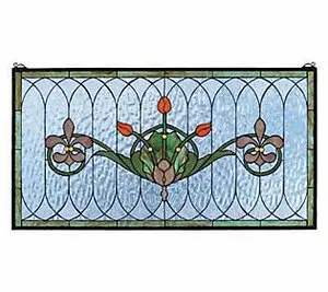 MEYDA Tiffany Tulip Stained Glass Window Panel - One-color