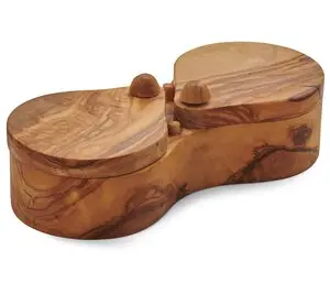 BERARD Dual Olive Wood Salt Box - One-color