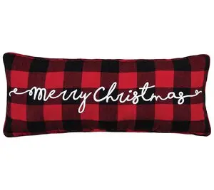 C&F HOME Merry Christmas Plaid Embroidered Throw Pillow - One-color