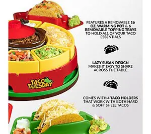 TACO TUESDAY Turntable Taco Bar W/ Taco Holders