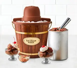 NOSTALGIA 4-quart Wood Bucket Ice Cream Maker