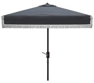 SAFAVIEH Milan Fringe 7.5' Square Crank Umbrella Safa Vieh - One-color