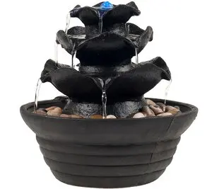 PURE GARDEN 3-tier Cascading Tabletop Fountain Th Light - One-color