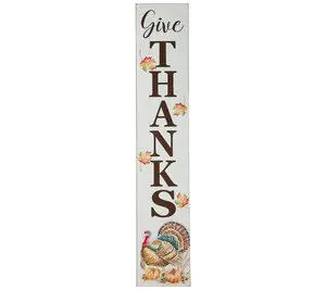 GLITZHOME Give Thanks Thanksgiving 42' Wooden P Rch Sign - One-color