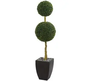 NEARLY NATURAL 5' Double Ball Boxwood Topiary Nearly Natura L - One-color