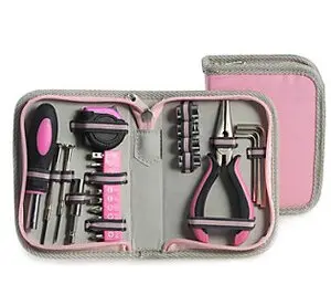 BEY-BERK 23 Pc. Tool Set In Pink Canvas Case. Bey-ber K - One-color