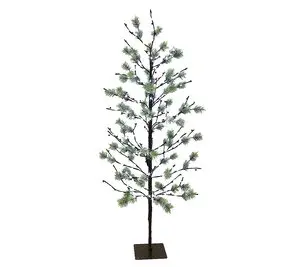 PULEO INTERNATIONAL 5' Red Berry Led Artificial Tree With 200 White Twinkle Lights - One-color