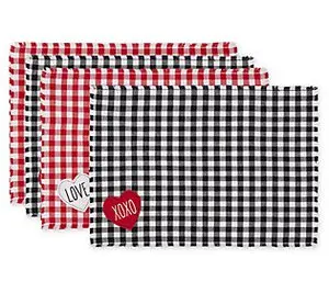 DESIGN IMPORTS Set Of 4 Love & Xoxo Checkered P Lacemats - One-color