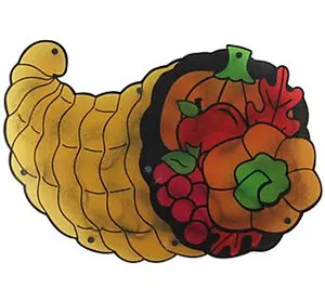 NORTHLIGHT Lighted Cornucopia Thanksgiving Window Silhouette - One-color