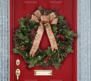 PULEO INTERNATIONAL Puleo 30' Pre-lit Premium Decorated Wreath - One-color