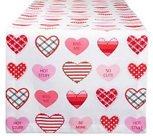 DESIGN IMPORTS 14' X 72' Sweet Hearts Print Tab Le Runner - One-color
