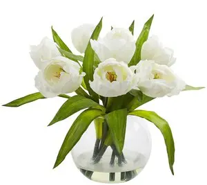 NEARLY NATURAL Tulips Arrangement With Vase By - One-color