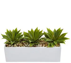 NEARLY NATURAL Agave Succulent In Rectangular Planter Nearl Y Natural