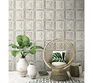 NEXTWALL Faux Tin Tile Peel And Stick Wallpaper Roll
