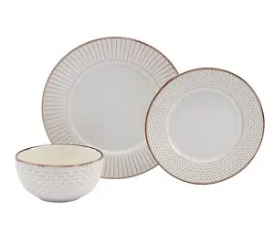 TABLETOPS UNLIMITED Monroe 12-piece Embossed Ivory Dinnerware - One-color