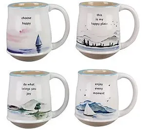 YOUNG'S INC. Set Of 4 Water's Edge Mugs - One-color