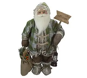 NORTHLIGHT 2' Standing Santa Figure Carrying A Elcome Sign - One-color