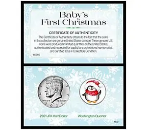 AMERICAN COIN TREASURES Baby's First Christmas Jfk 2021 And Colorized Q Arter Penguin - One-color