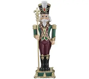 HAUTE DECOR 35.4' Maroon And Green Christmas Nutcracker - One-color