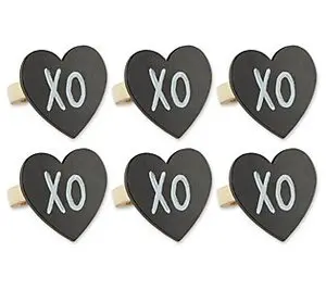 DESIGN IMPORTS Set Of 6 Heart Chalkboard Napkin Rings - One-color