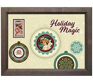 AMERICAN COIN TREASURES Holiday Magic Angels Coins With Stamp In Wood F Rame - One-color