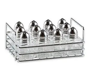 RSVP Set Of 12 Mini Glass Salt & Pepper Shakers With Rack - One-color