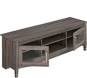 TECHNI MOBILI Grey Driftwood Tv Stand With Stor Age Cabinets