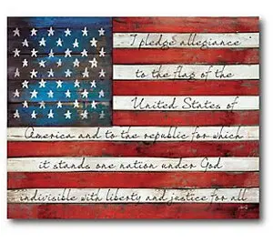 COURTSIDE MARKET Pledge Allegiance Flag 16x20 C Anvas Wall Art - One-color